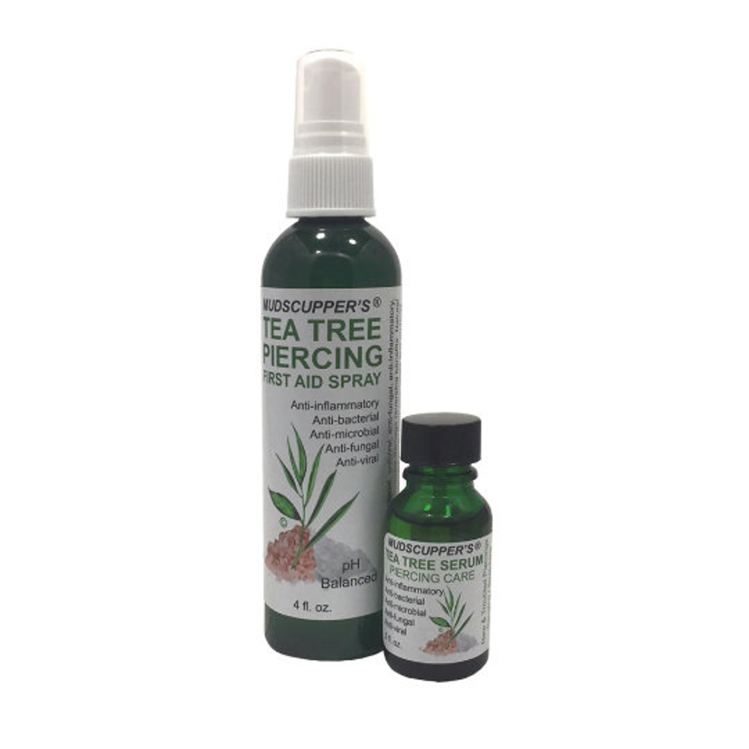 Tea Tree Piercing Aftercare Set - 4 Oz Piercing Spray and .5 Oz ...