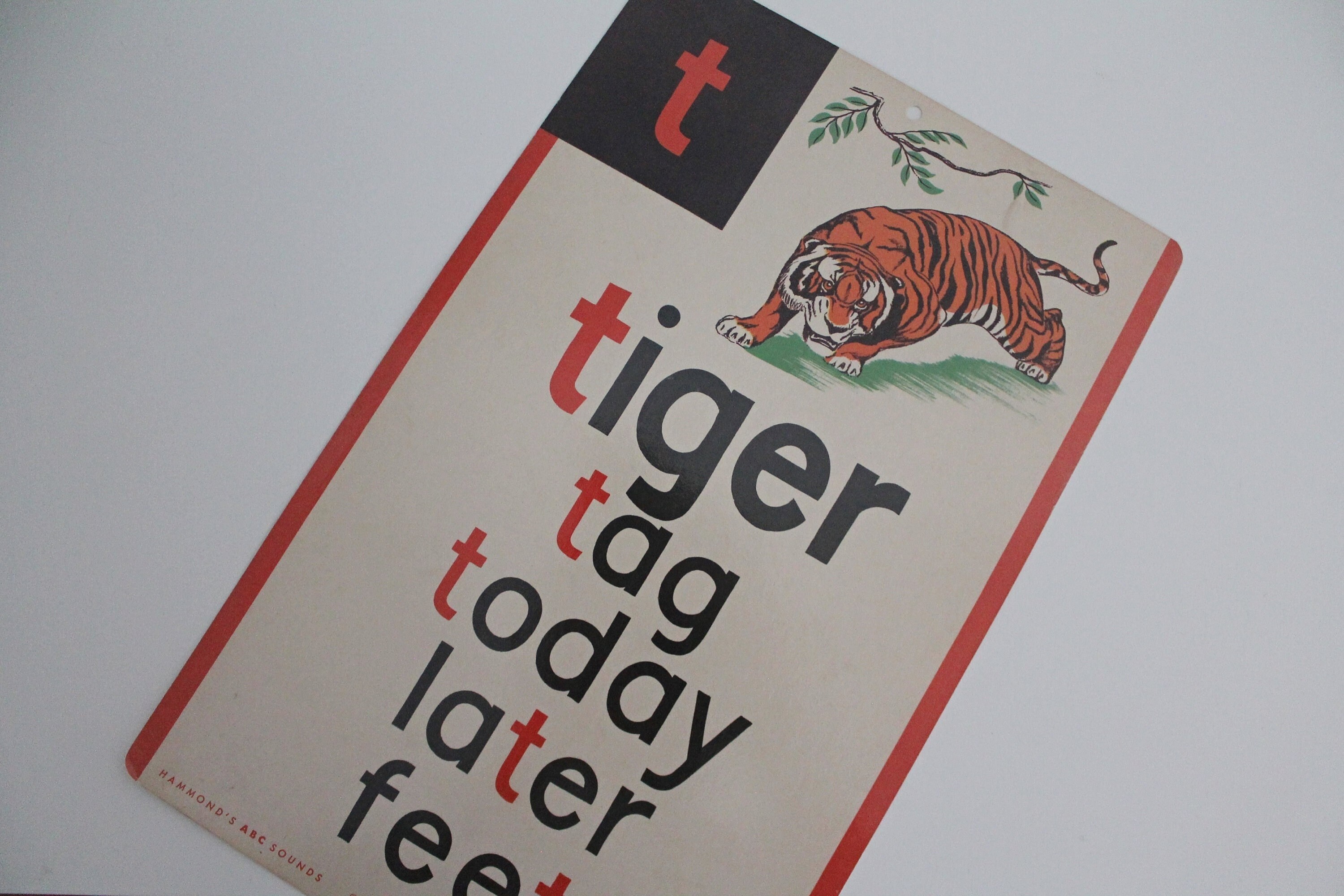 COOL Vintage Letter T Card, Abc Sounds, Tiger Decor - Etsy
