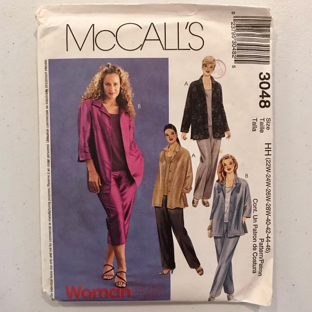 Plus Size Pant Suit With Jacket, Top and Capris, Mccall's 3048, Sz 22W ...