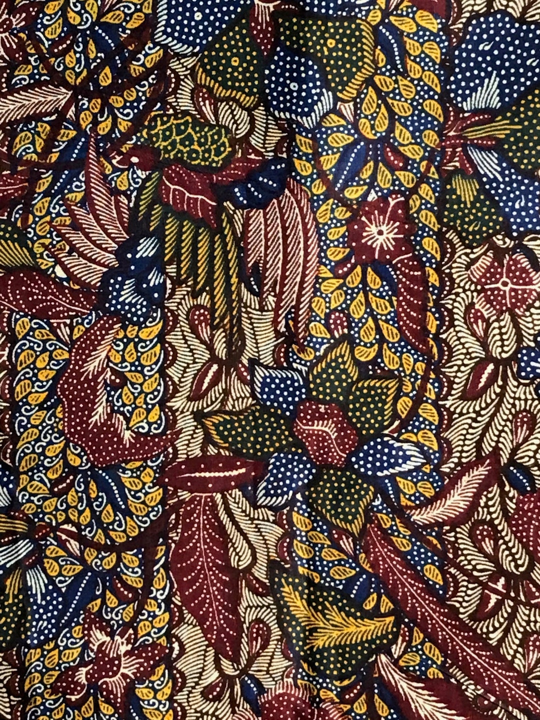 Vintage Tiga Negeri Batik Fabric Panel: Floral Bird Motif (83" X 42 ...