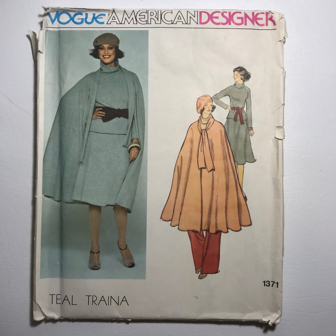 Teal Traina Vogue 1371 Cape Sewing Pattern - SZ 12 Vintage Design - Etsy