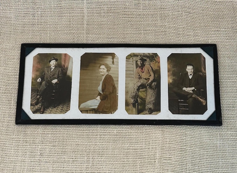 Antique Family Photo Collage: Hand-colored Cowboy, Cabinet Photos ...