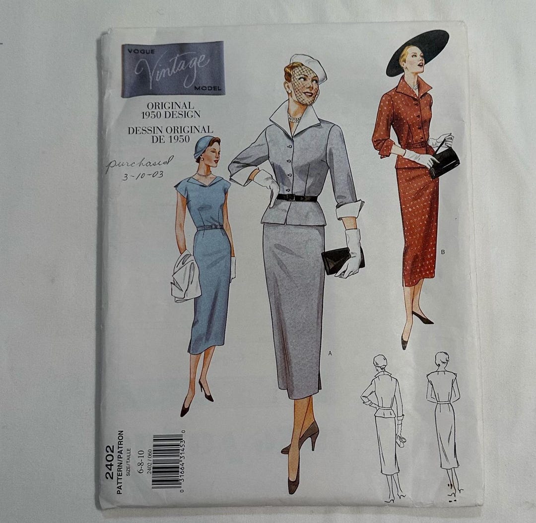1950s Vogue Peplum Jacket & Dress Sewing Pattern 2402 (size 6-10) - Etsy