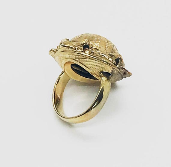 Vintage Whiting Davis Gold Tone Ring: Sculpted Flower… - Gem