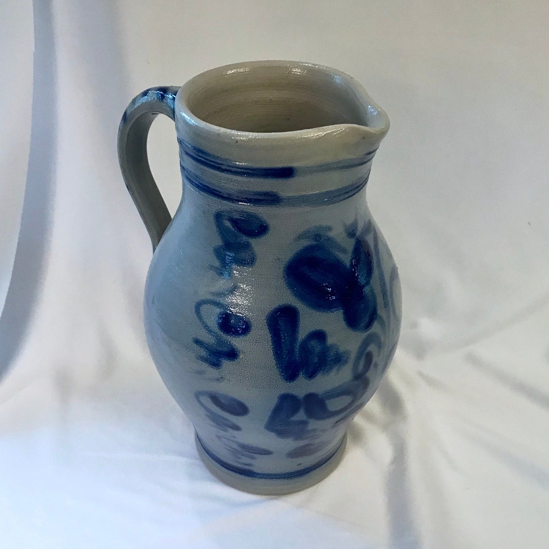 Beautiful Unsigned Salt Glaze Pitcher, Presumed German, Almost 10" Tall ...