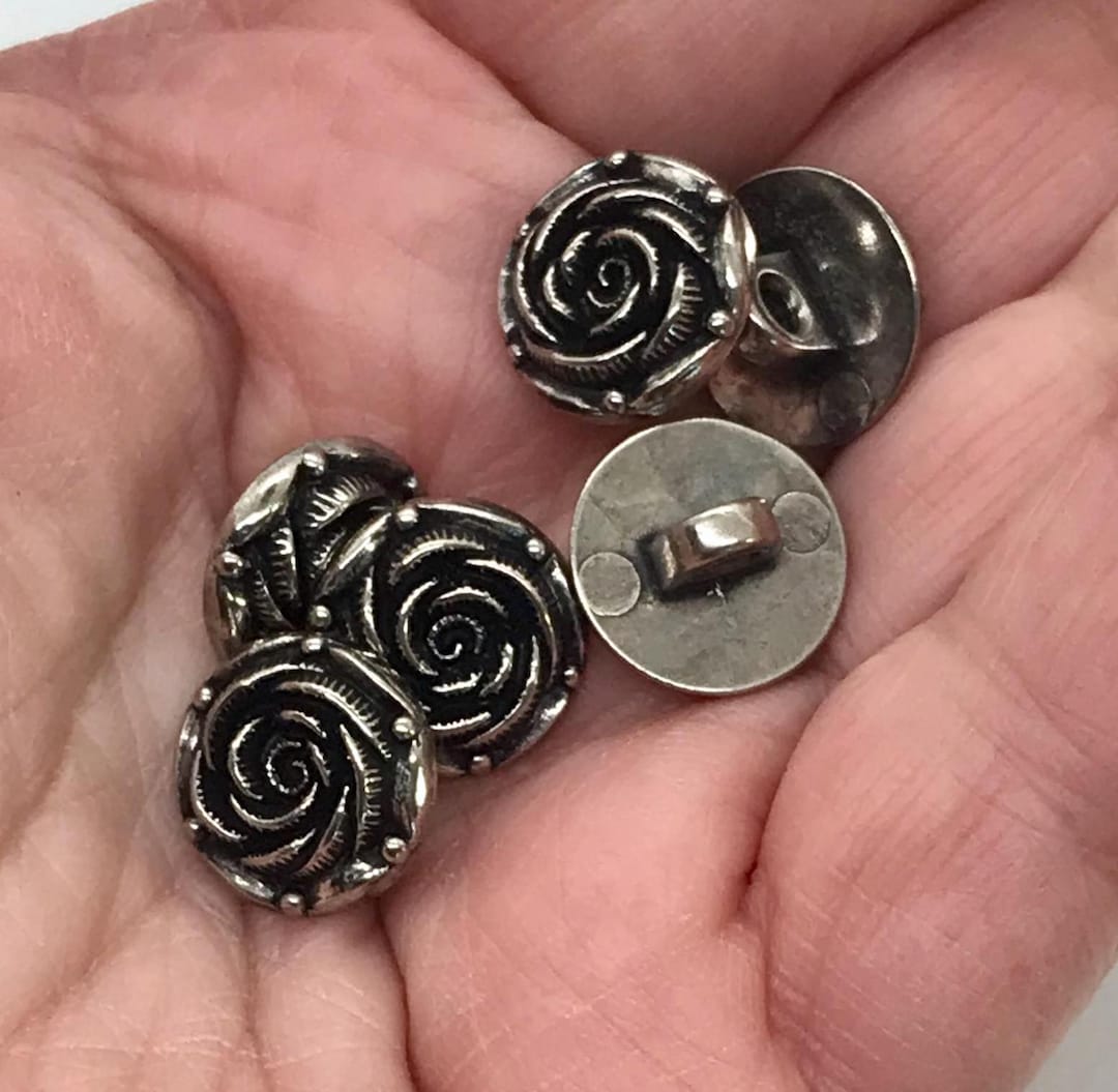 Vintage Style Rose Shape Buttons, 14mm Size, Heavier Weight, Pewter ...