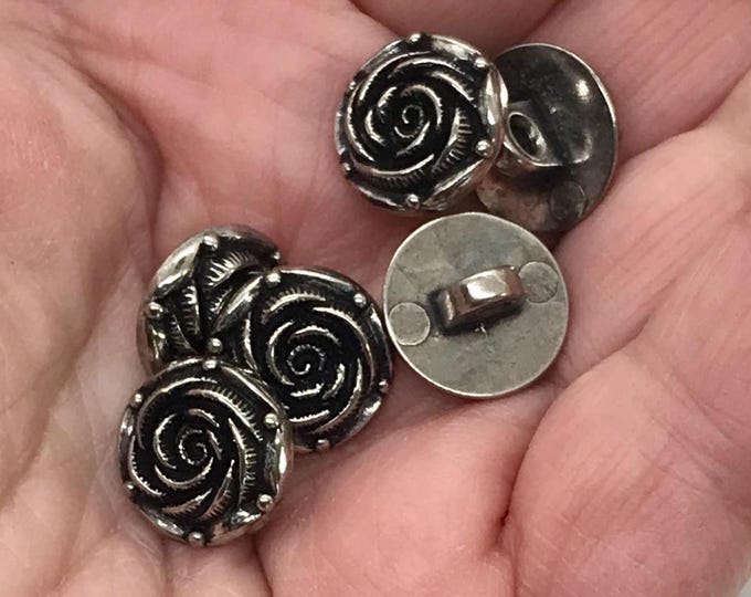 Vintage Style Rose Shape Buttons, 14mm Size, Heavier Weight, Pewter ...