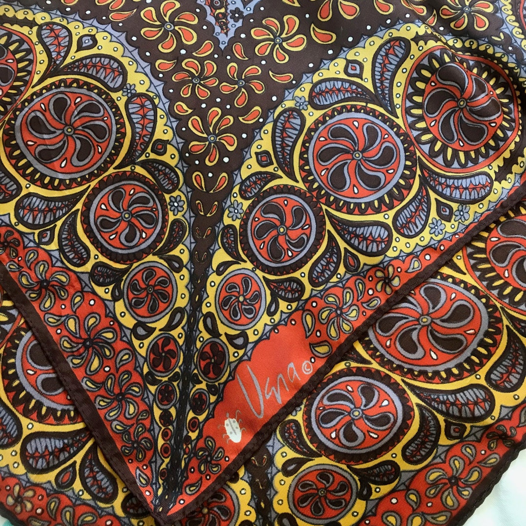 Vintage Vera "ladybug" Scarf With Mandela Style Pattern for Autumn ...
