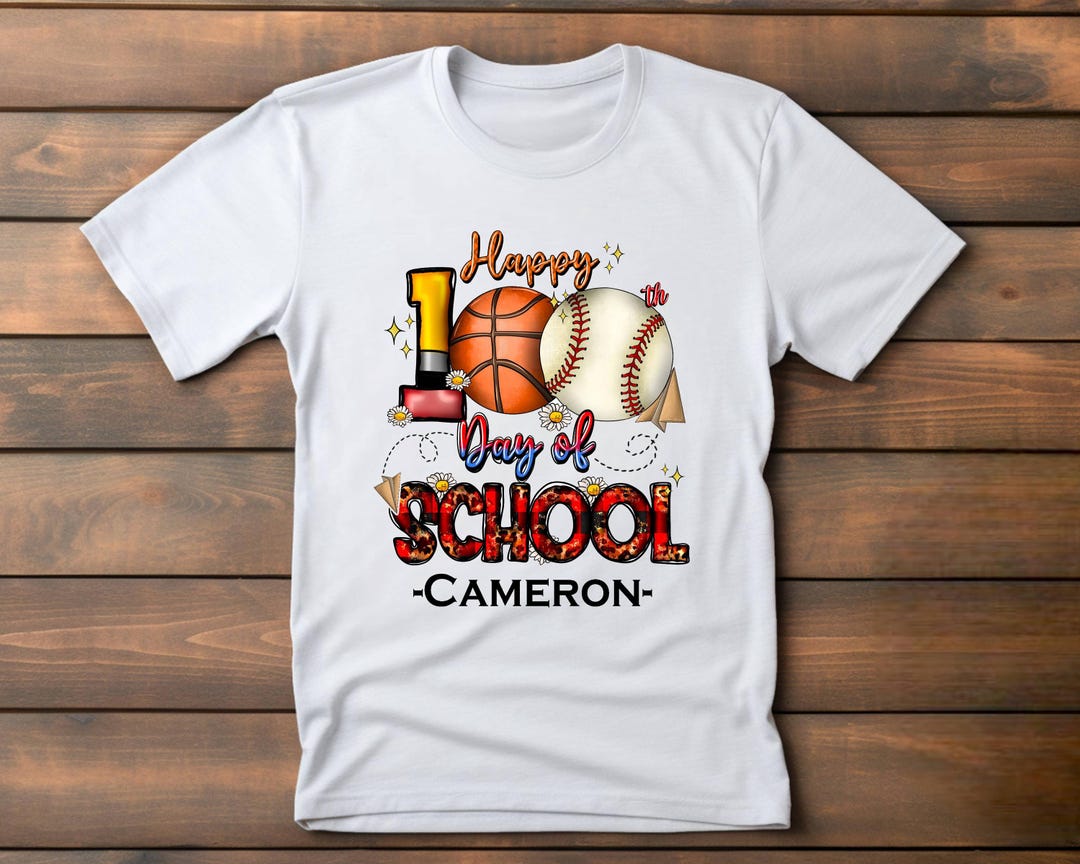 Baseball 100 Days of School Shirt 100th Day of School Celebration ...