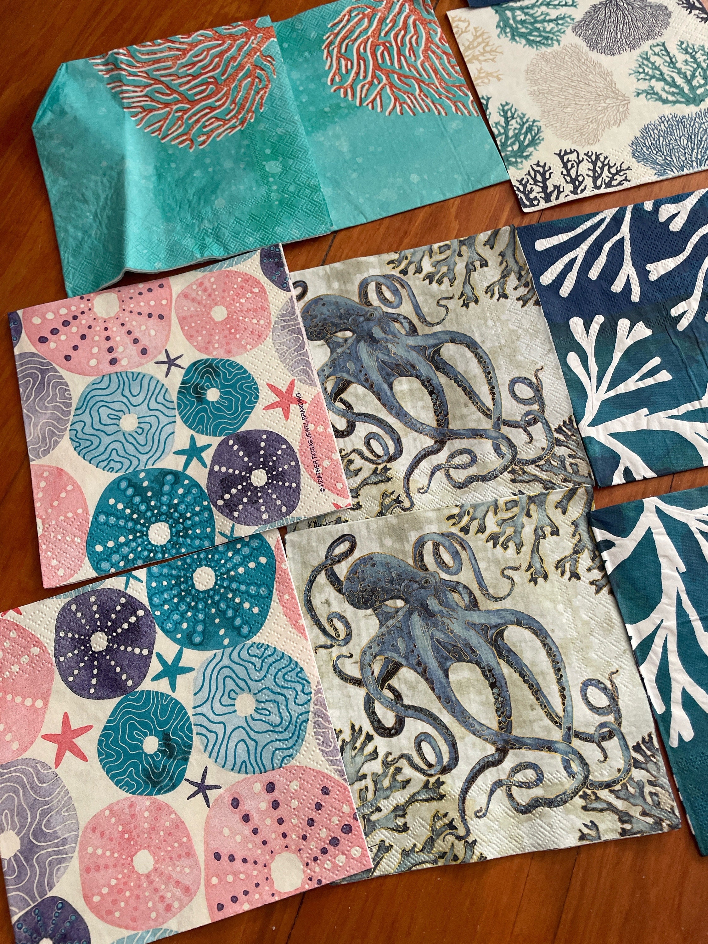 Blue White Paper Napkin Set, 18 Print Paper for Decoupage, Assortment ...