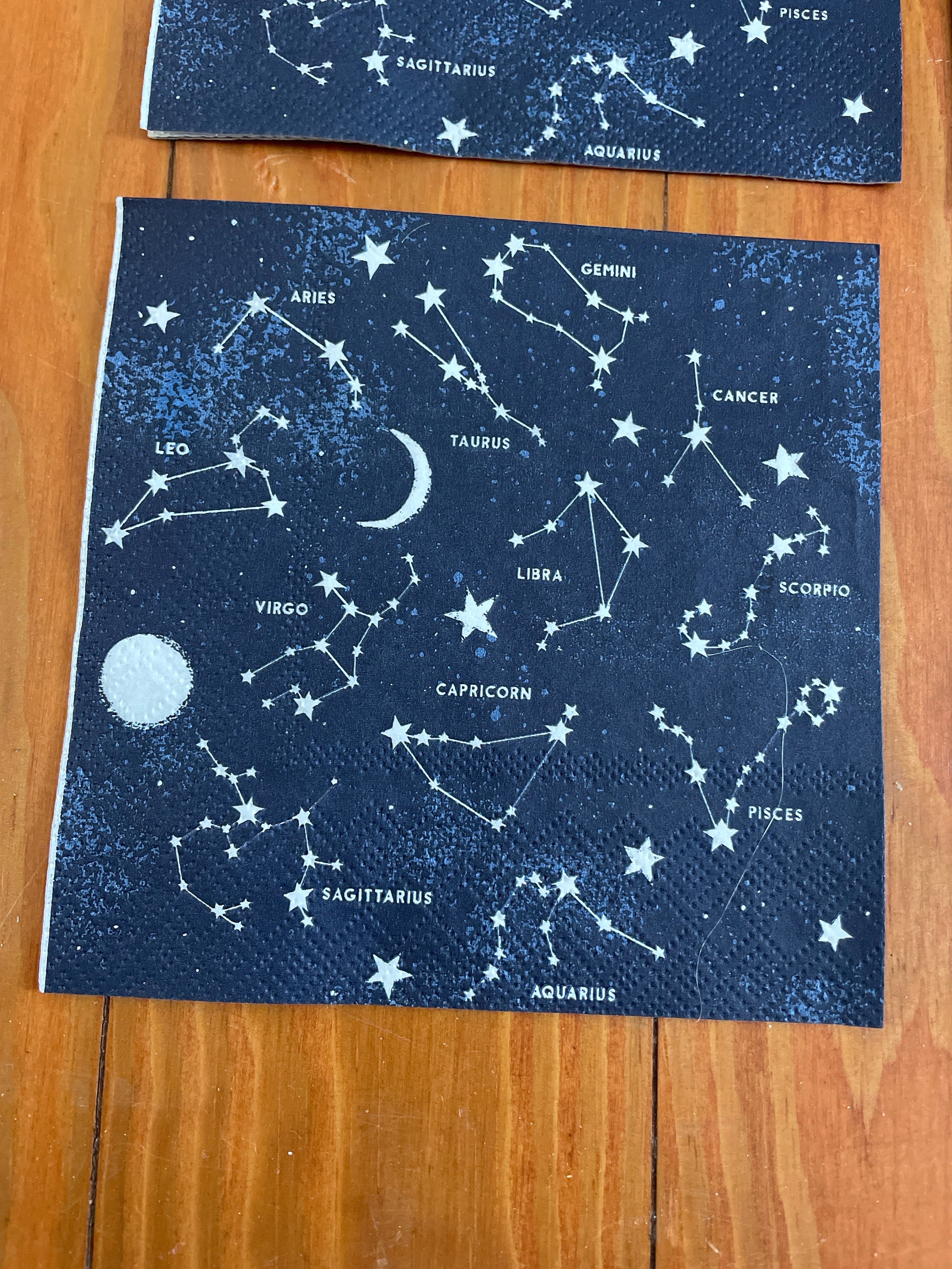 Celestial Astrology Astronomy Navy White Paper Napkin Set, 4 Napkins ...