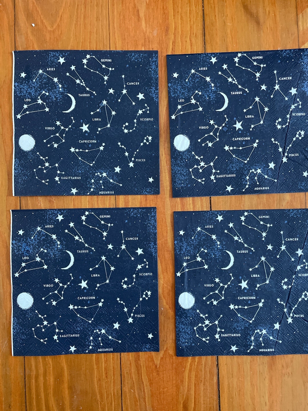 Celestial Astrology Astronomy Navy White Paper Napkin Set, 4 Napkins ...