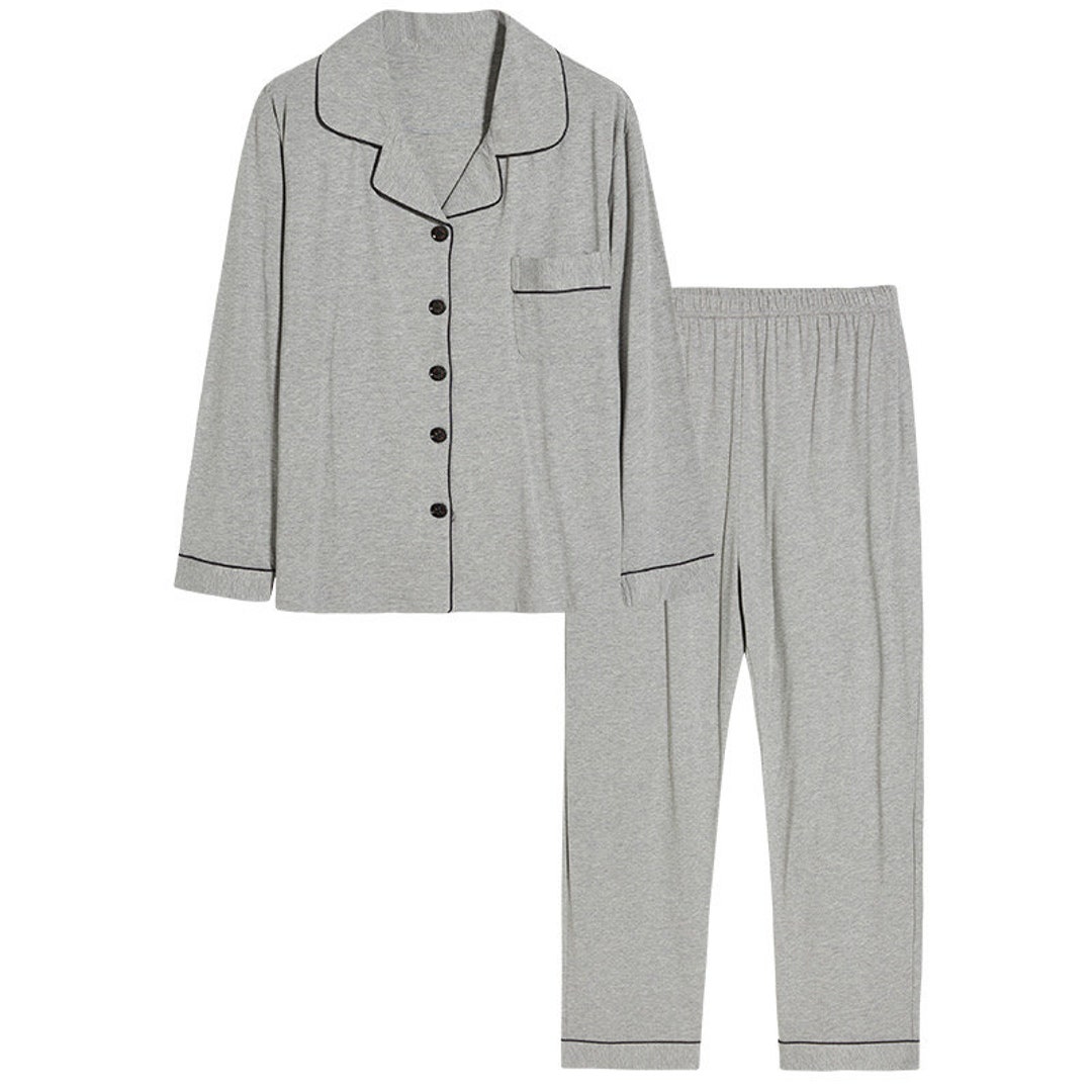 Grey Matching Pyjama Set | Pyjama Trousers and Shirt S/M - Etsy