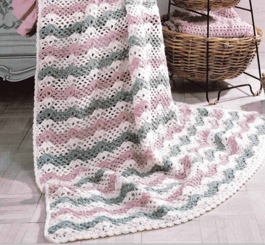 Vintage Crochet Pattern Colorful Lacy Sea Shells Afghan PDF Instant ...