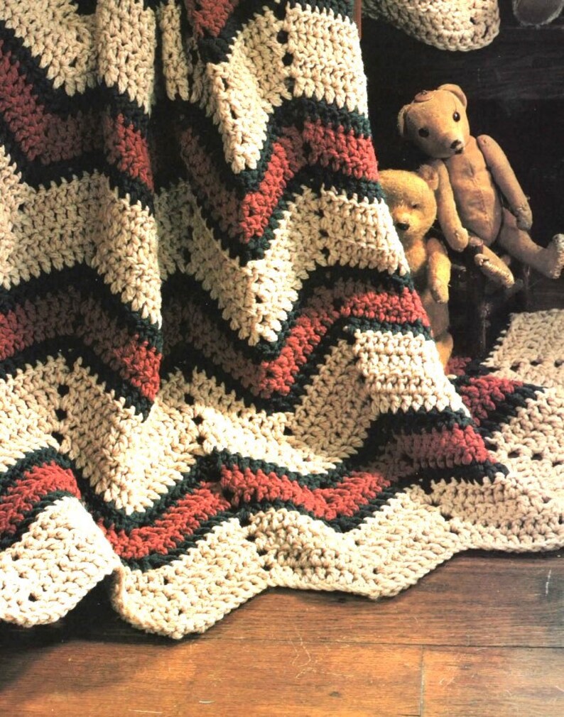 Vintage Crochet Pattern Rustic Ripple Afghan PDF Instant Digital ...