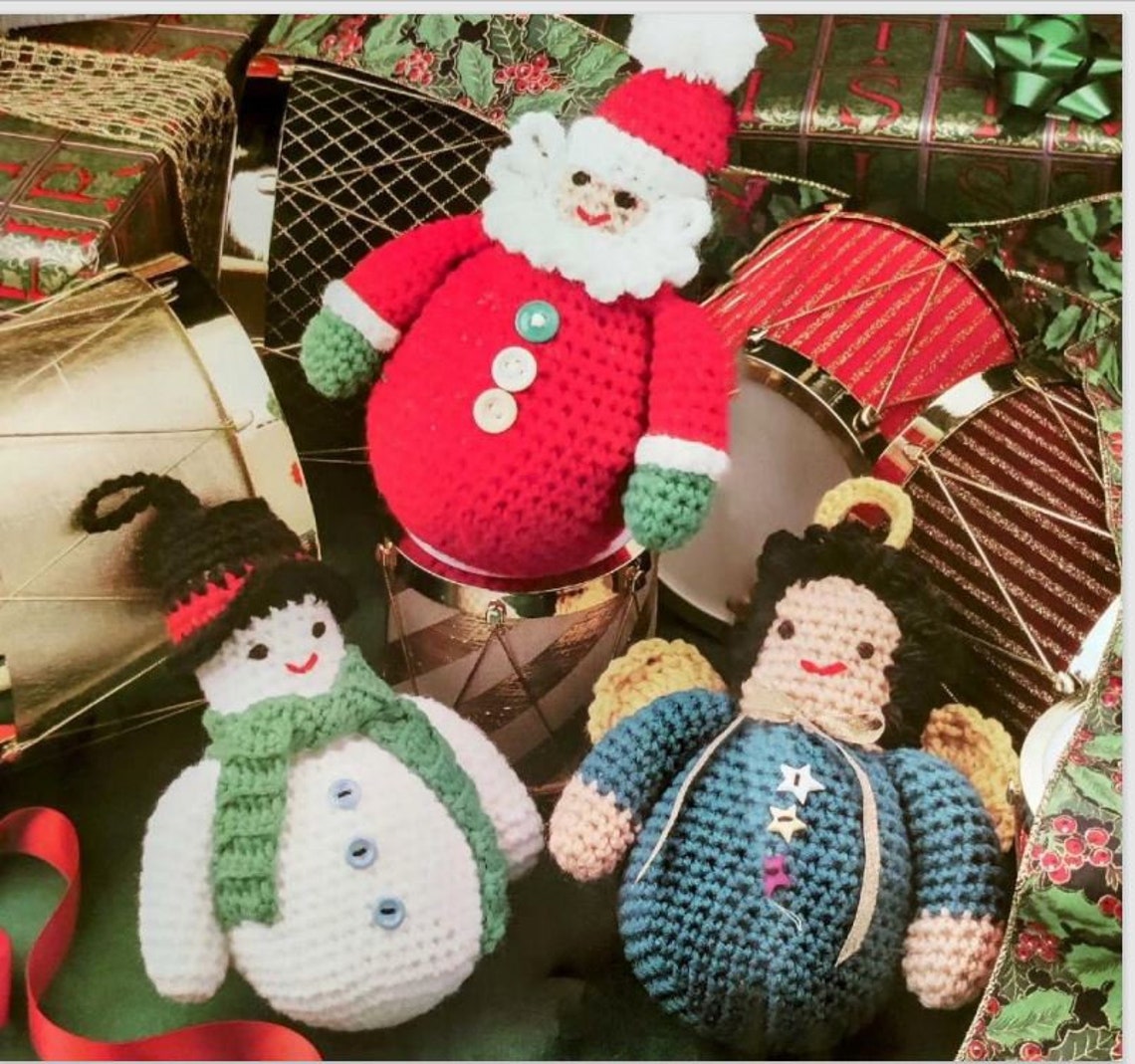 Vintage Christmas Crochet Pattern Roly Poly Character Dolls PDF Instant ...