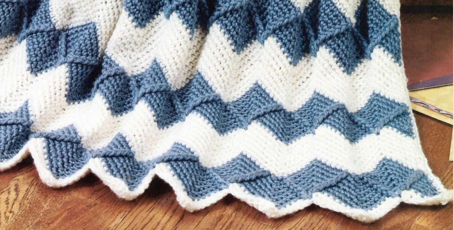 Vintage Crochet Pattern Embossed Ripple Afghan PDF Instant Digital ...
