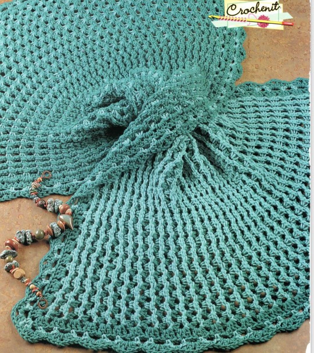Vintage Crochet Pattern Teal Treasure Afghan PDF Instant Digital ...