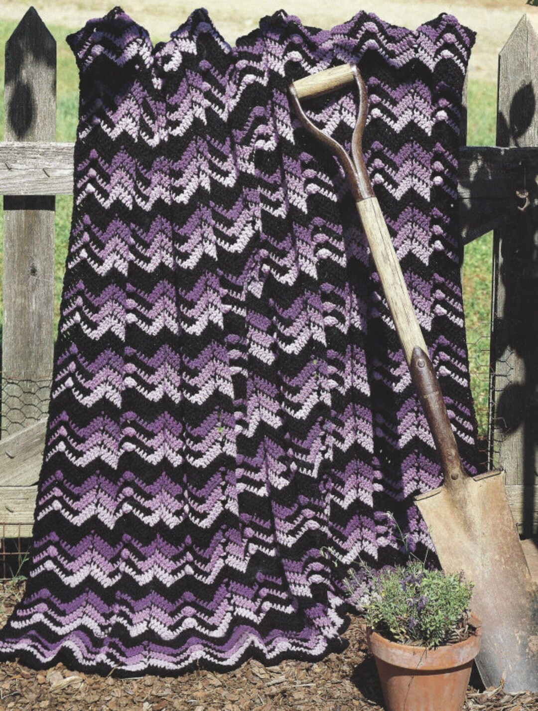 Vintage Crochet Pattern Purple Ripple Afghan for PDF Instant Digital ...