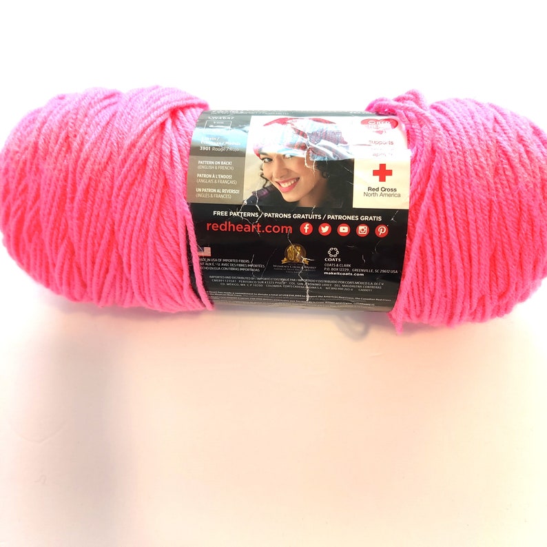 Red Heart Super Saver Yarn 1 Skein Pretty in Pink 7 Oz 364 Yards ...