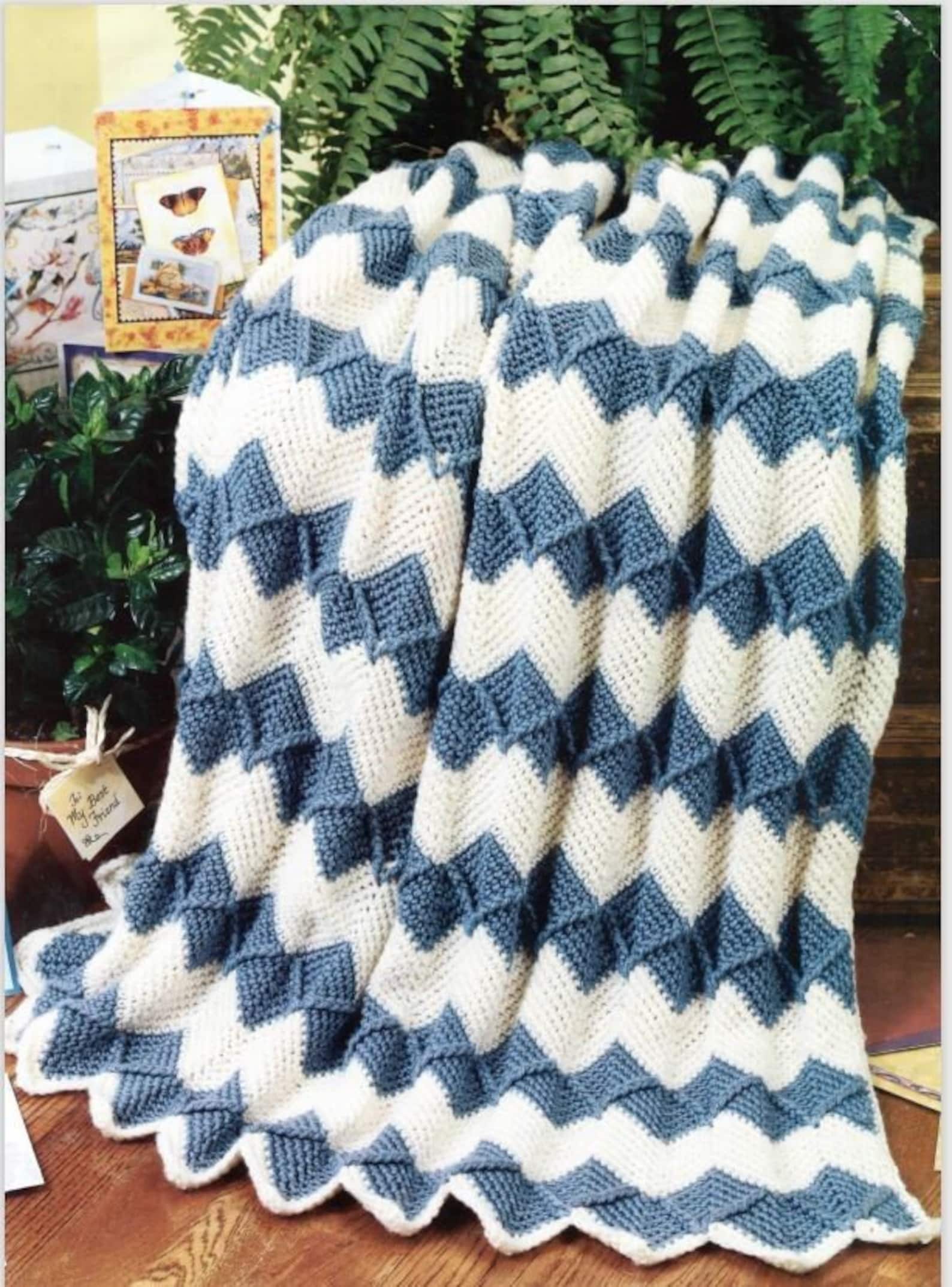 Vintage Crochet Pattern Embossed Ripple Afghan PDF Instant Digital ...