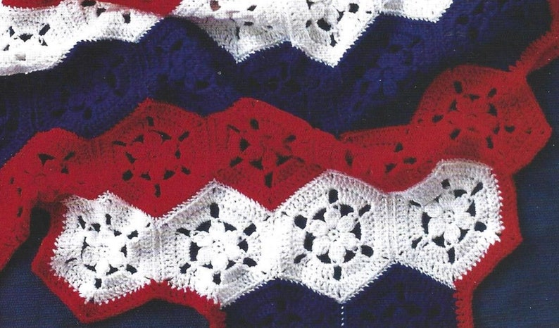Vintage Crochet Pattern American Star Afghan 4th of July Holiday Decor ...