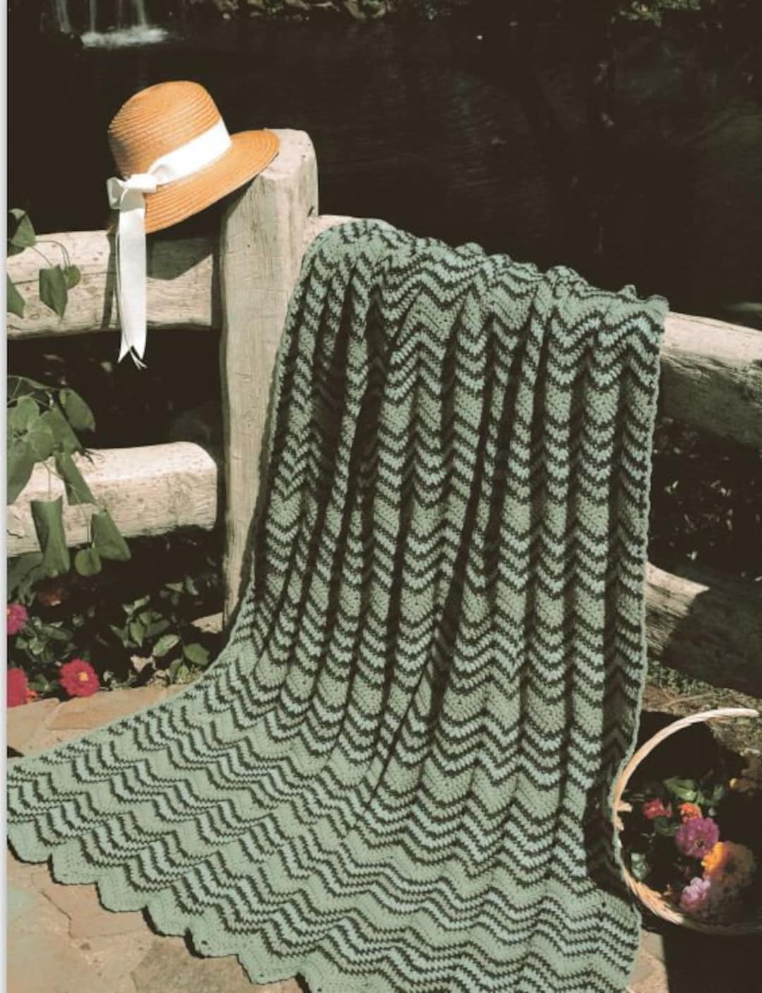 Vintage Crochet Pattern Popular Ripple Afghan PDF Instant Digital ...