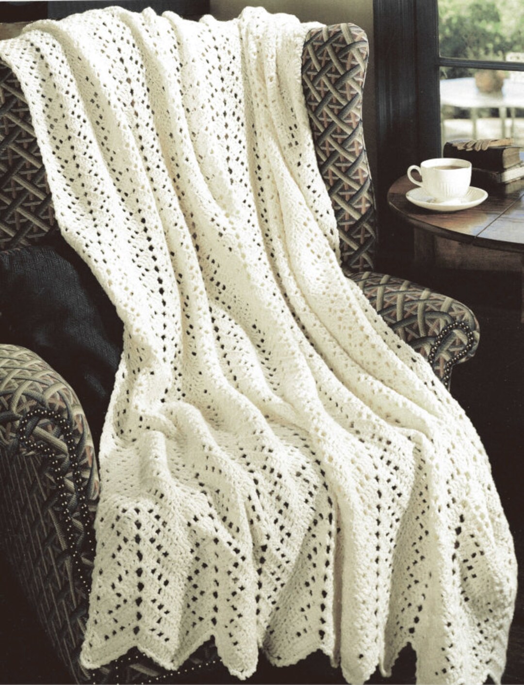 Vintage Crochet Afghan Lacy Royal Ripple Pattern for PDF Instant ...