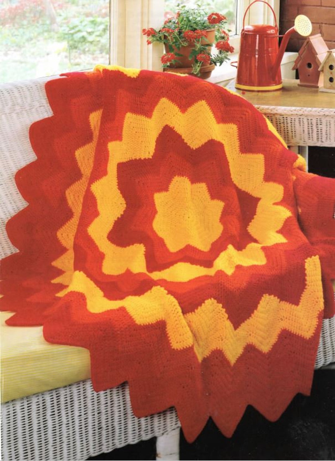 Vintage Crochet Ripple Pattern Aztec Sun Afghan PDF Instant Digital ...