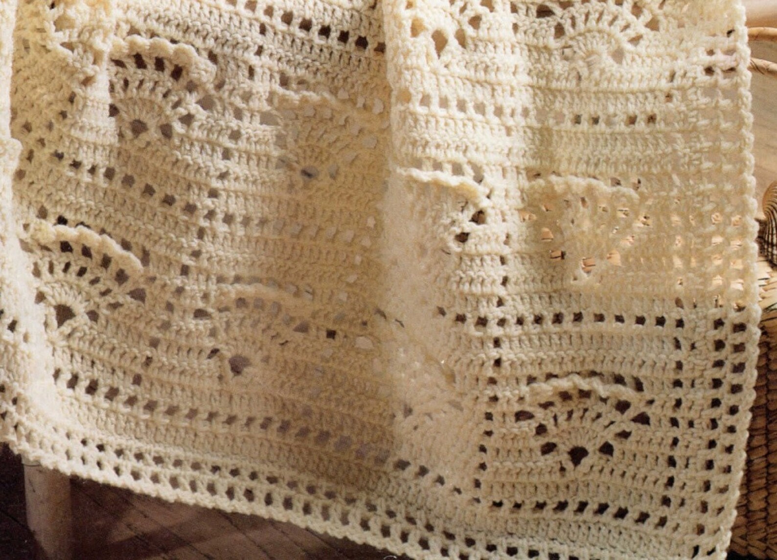 Vintage Crochet Lacy Afghan Gathering Shells Pattern for PDF Instant ...