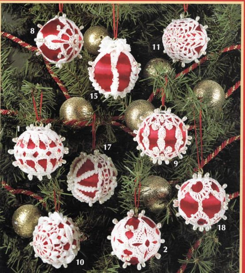 Vintage Christmas Leaflet Patterns Pearl Drop Ornaments 18 Designs and ...