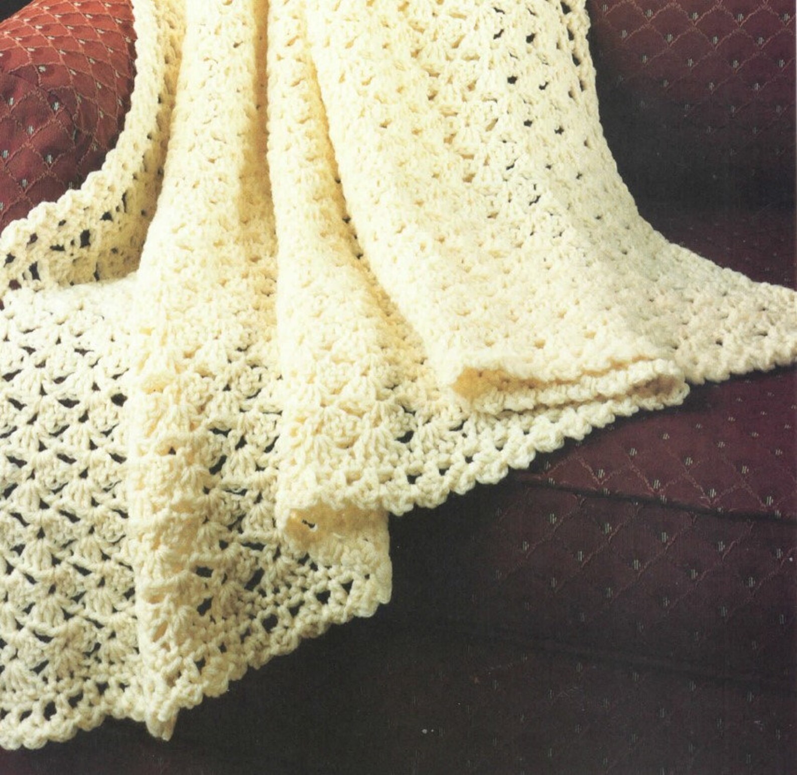Vintage Crochet Pattern Lacy Shells Afghan PDF Instant Digital Download ...