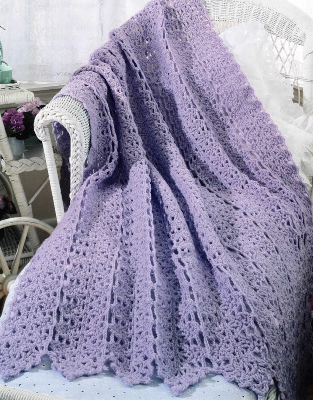Vintage Crochet Mile-a-minute Pattern Lovely in Lavender Afghan for PDF ...