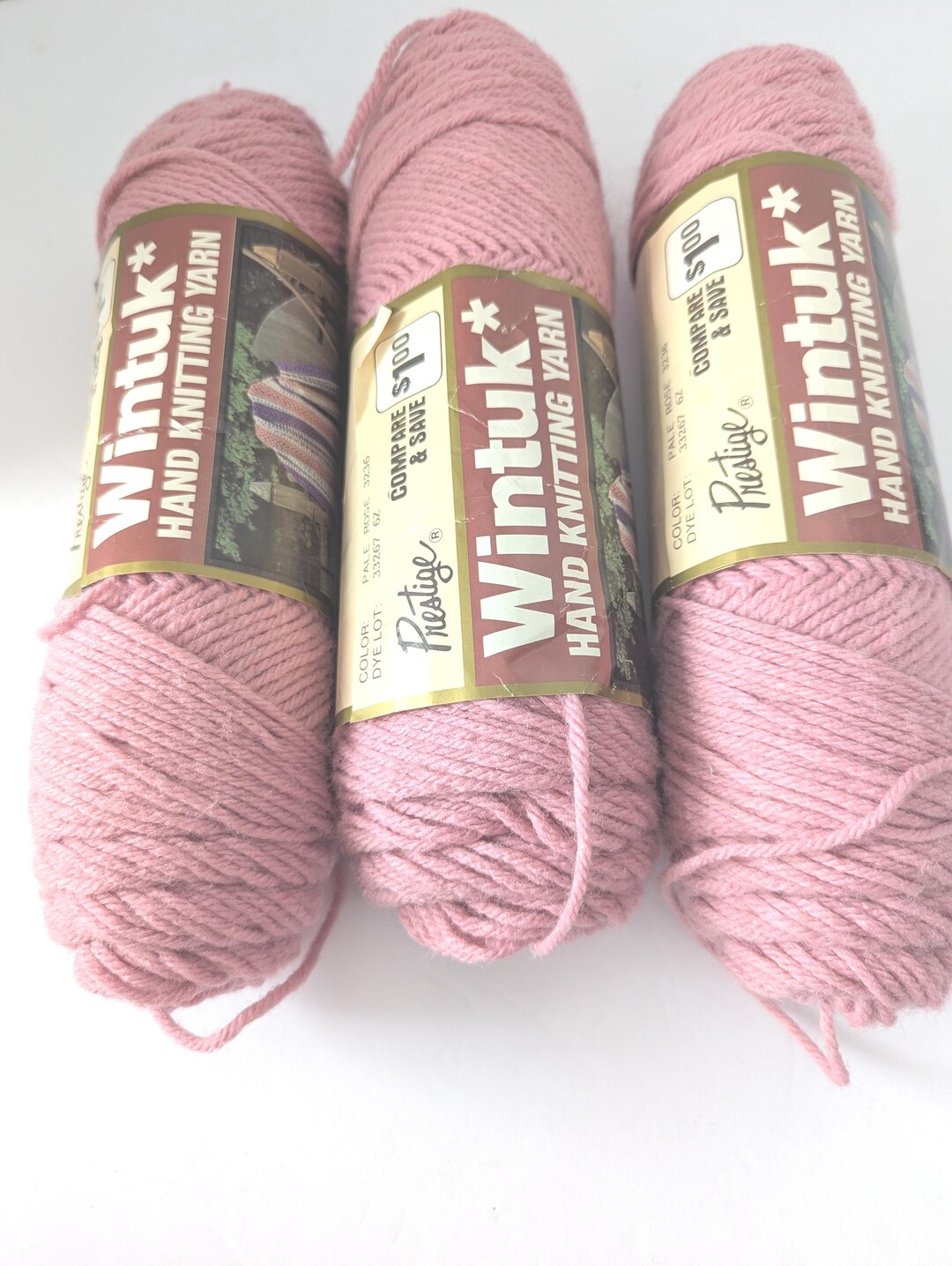 3 Skeins - Prestige Wintuk Yarn Color Pale Rose 3 1/2 Oz Each 100% ...