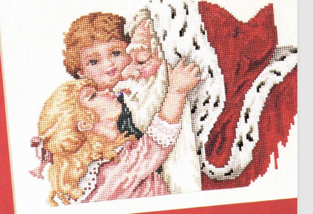 Vintage Cross Stitch Pattern Kissing Santa PDF Instant Digital Download ...