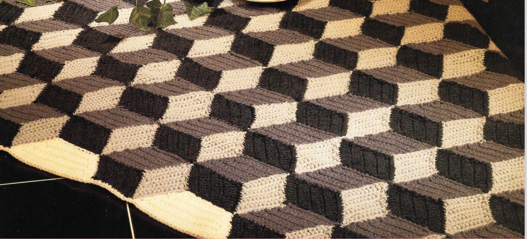 Vintage Crochet Pattern Tumbling Blocks Afghan PDF Instant Digital Download Afghan Blanket Throw ...