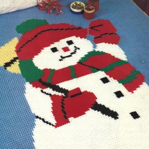 Vintage Crochet Pattern Snowman Afghan PDF Instant Digital Download ...