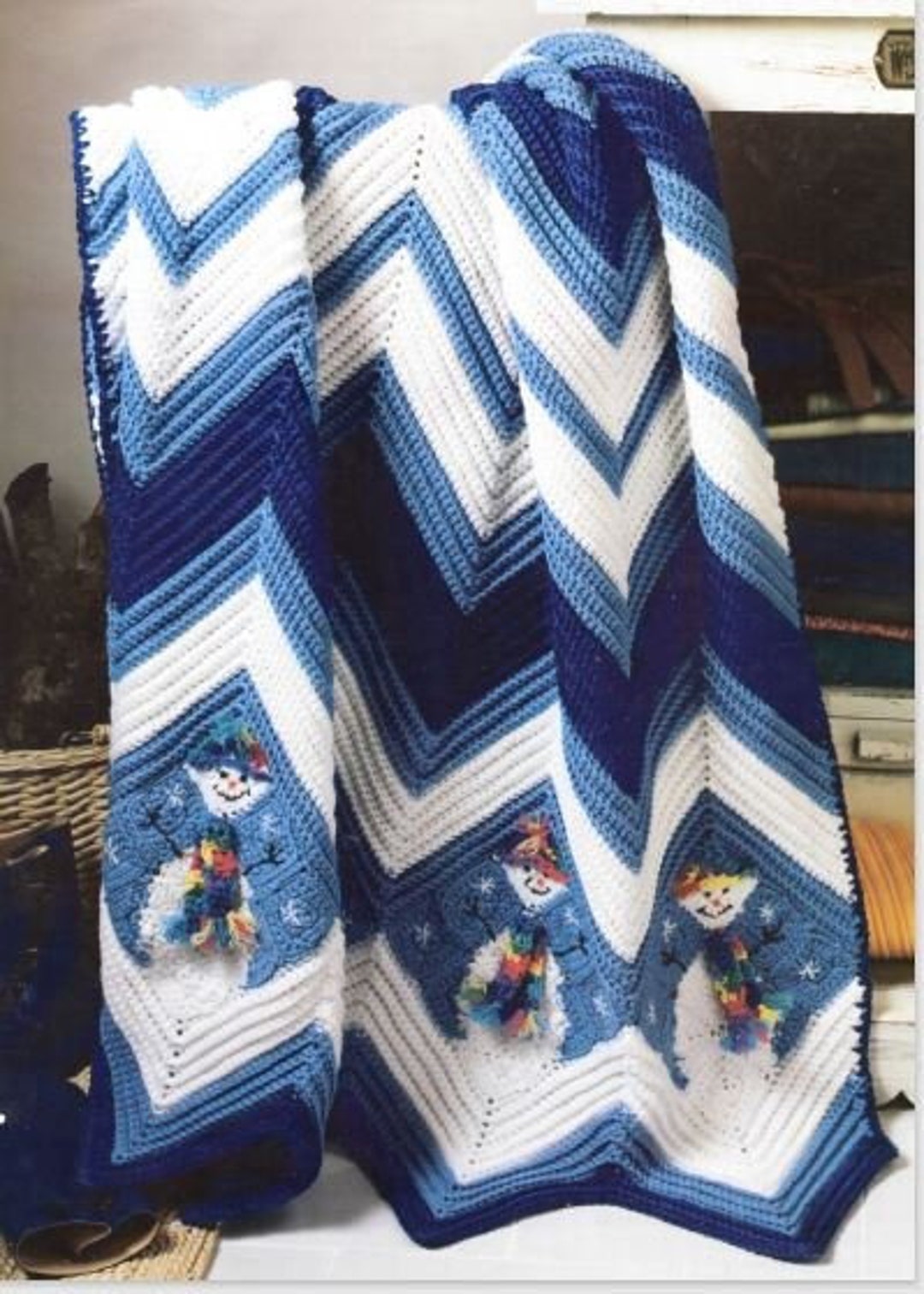 Vintage Crochet Pattern Snowman Ridge Christmas Afghan PDF Instant ...