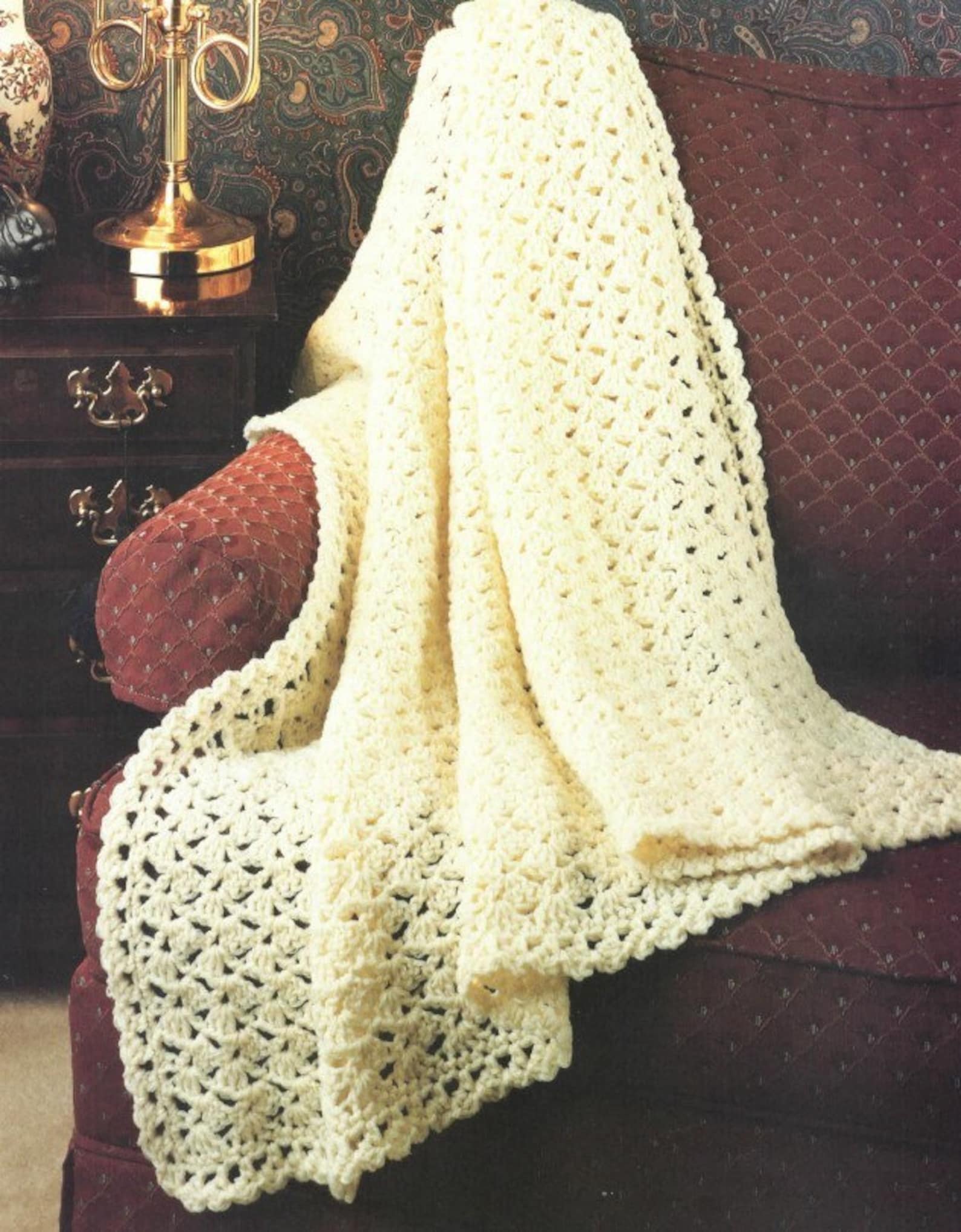 Vintage Crochet Pattern Lacy Shells Afghan PDF Instant Digital Download ...