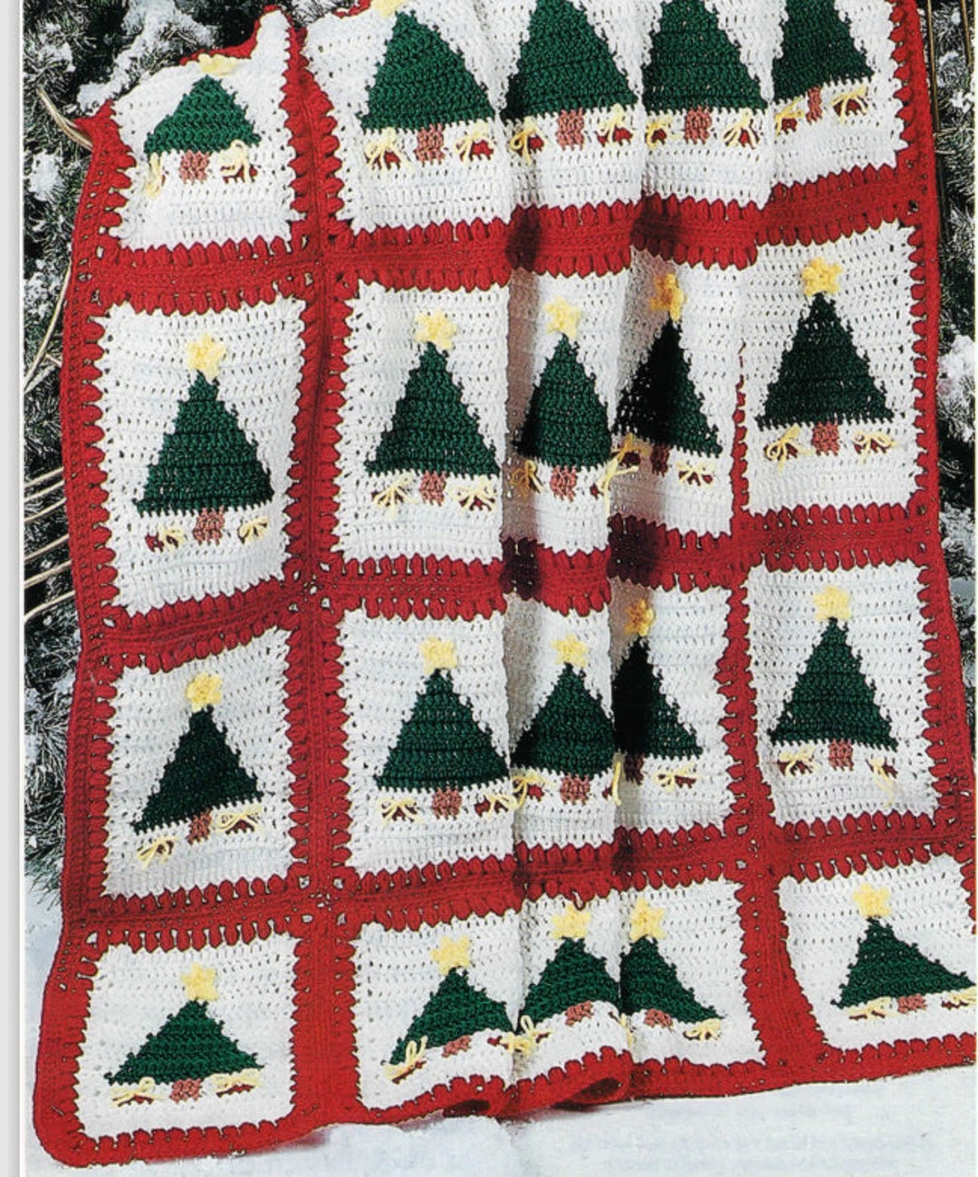 Vintage Crochet Pattern Christmas Trees Afghan PDF Instant Digital ...