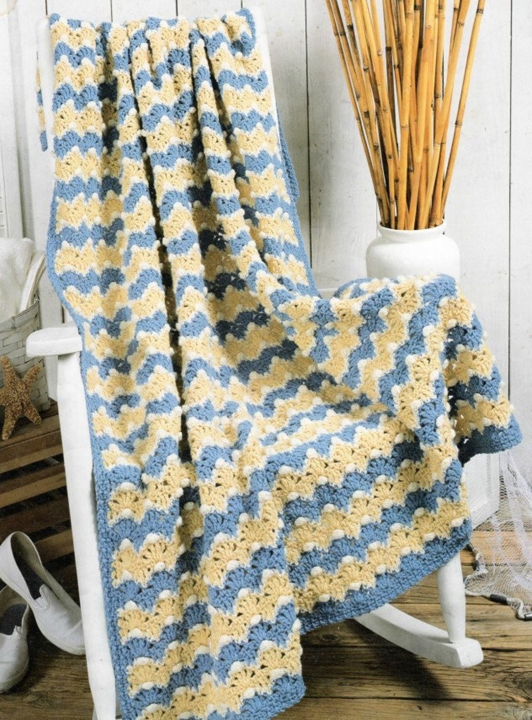 Vintage Crochet Colorful Shell Stitch Pattern Afghan PDF Instant ...