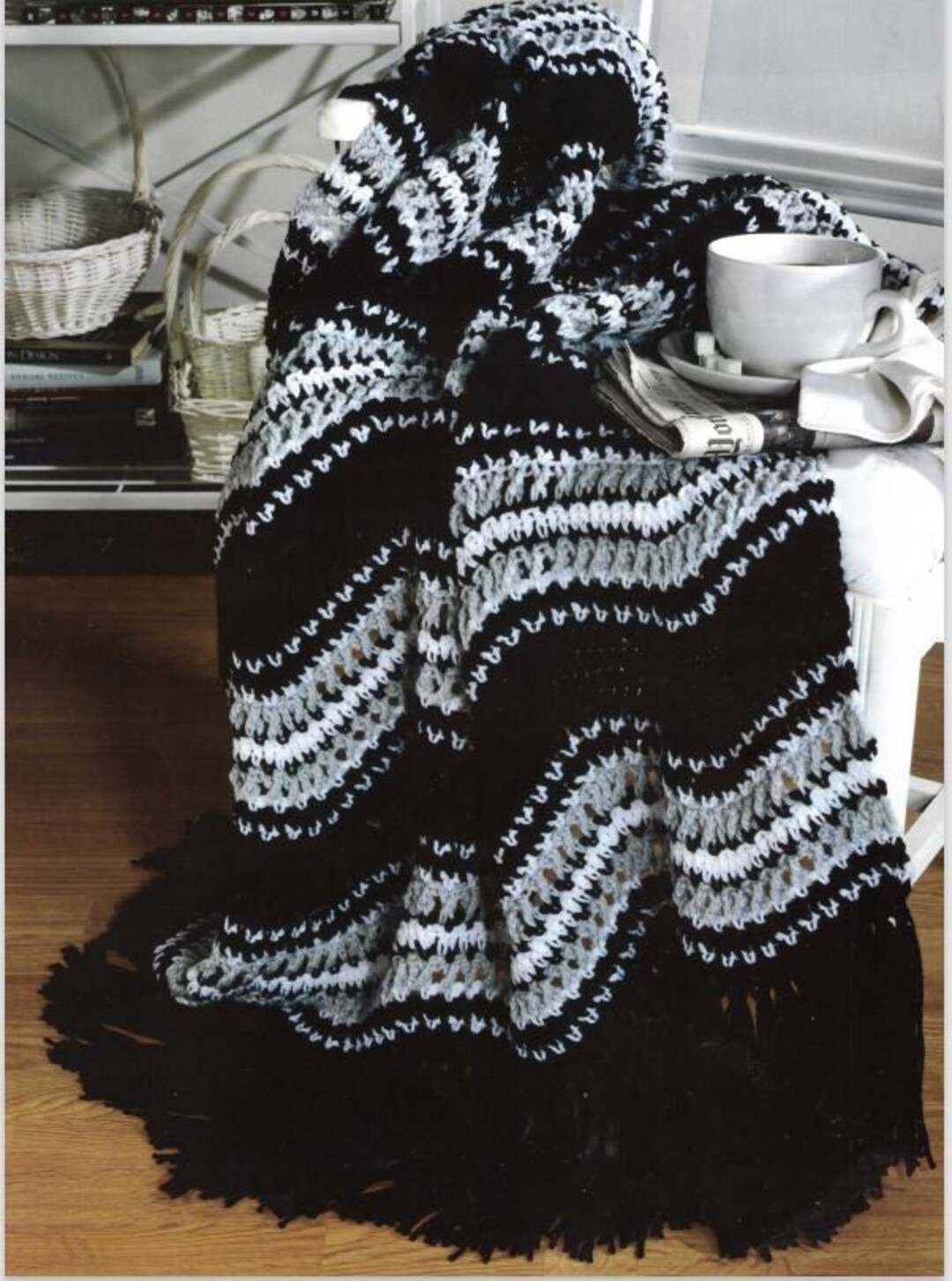 Vintage Crochet Pattern Shadow Ripple Afghan PDF Instant Digital ...