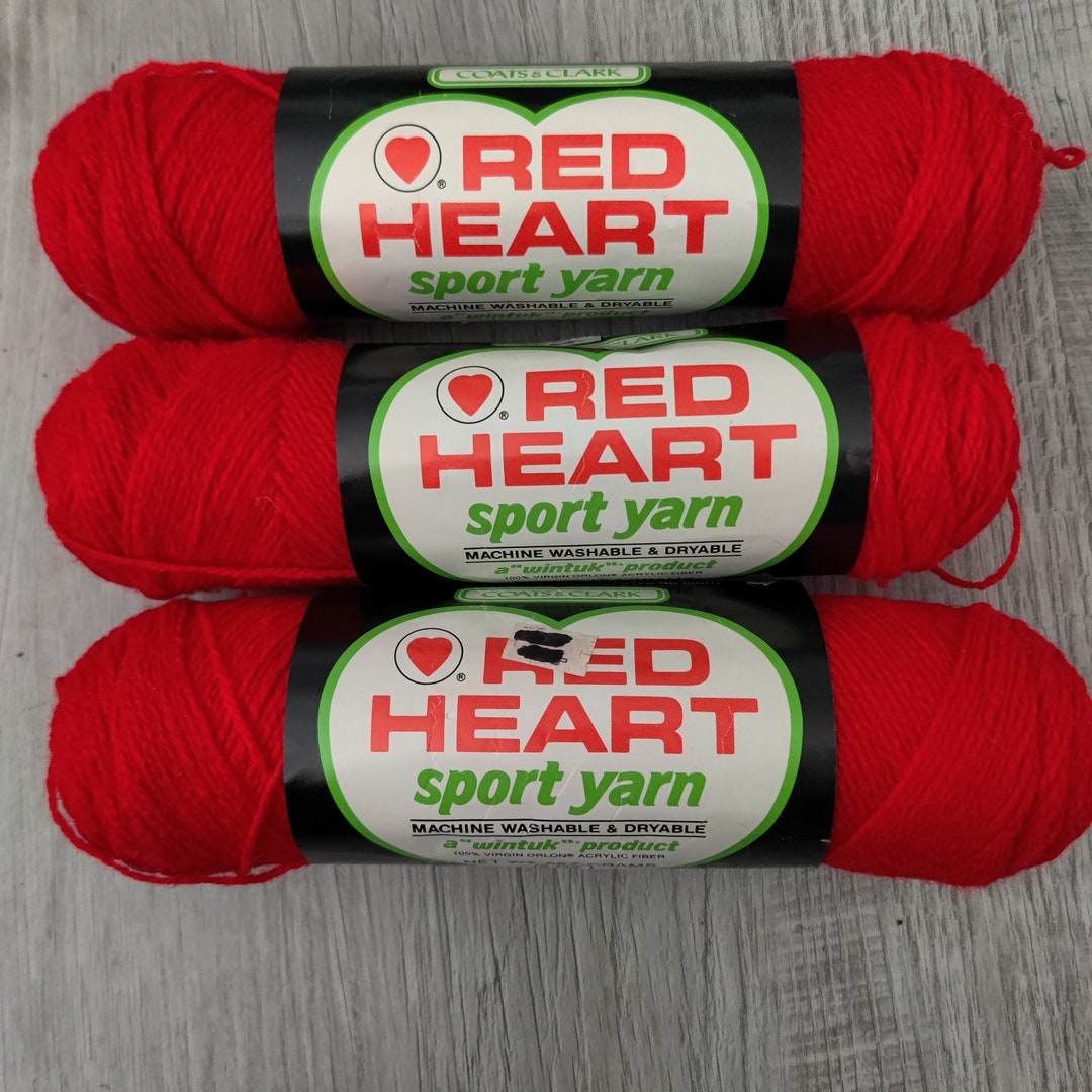 3 Skeins Red Heart Sport Yarn Color Red 2 Oz Each 2 Ply 100% - Etsy