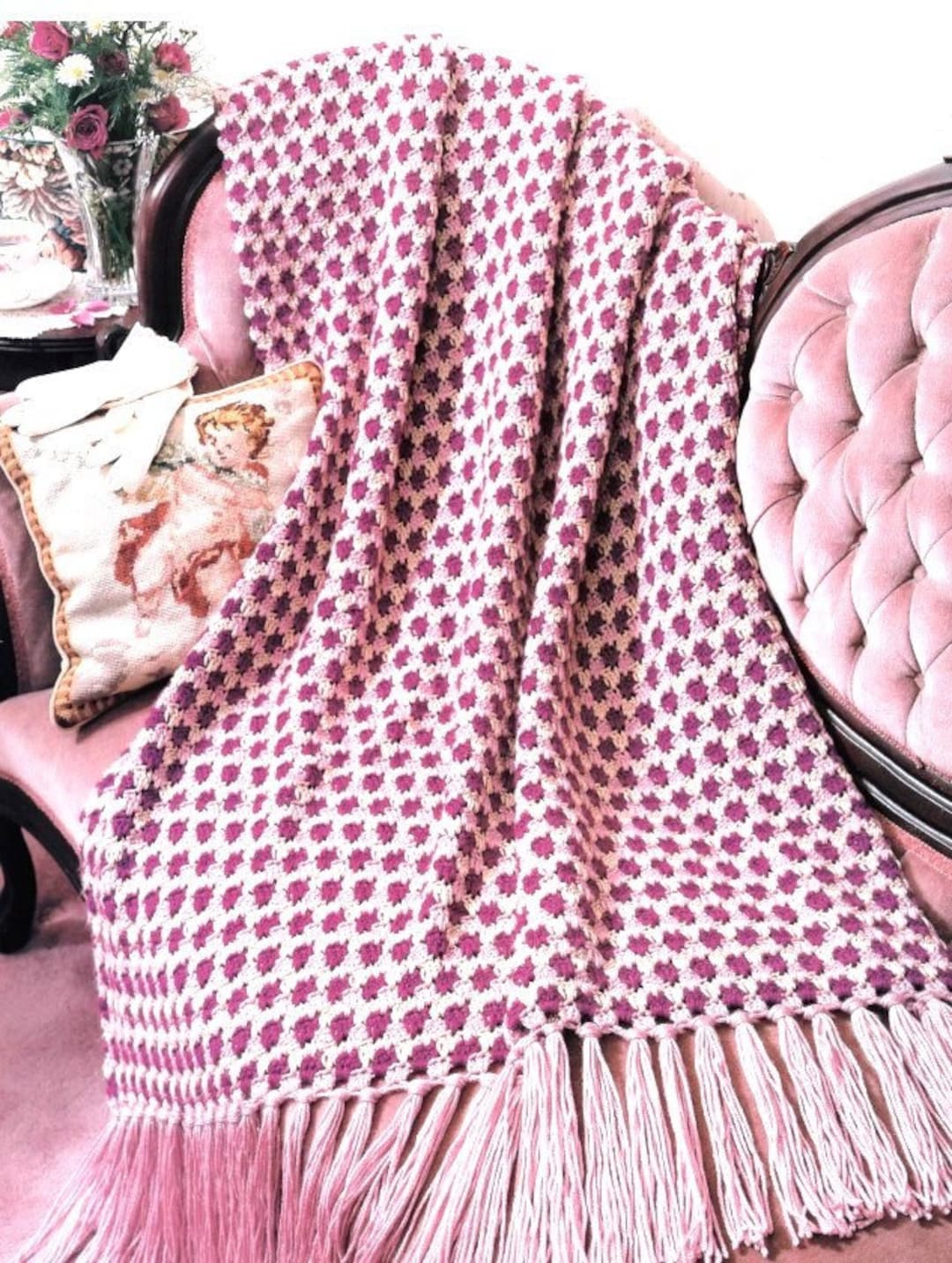 Vintage Crochet Pattern Bed of Roses Afghan PDF Instant Digital ...