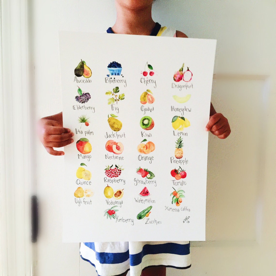 Fruit Abcs Watercolor Illustration Art Print Alphabet Art - Etsy