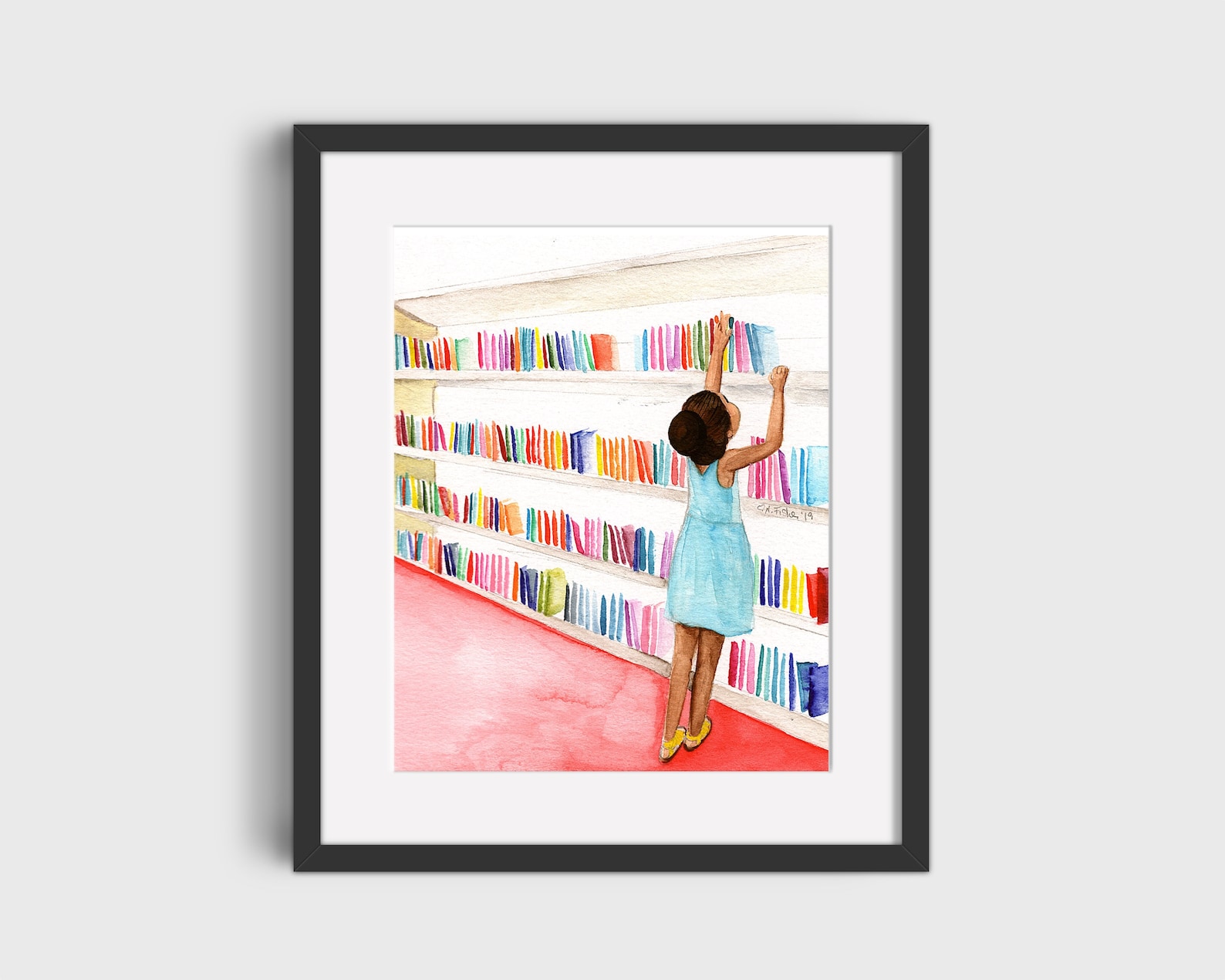 At the Library Watercolor - Print/poster (unframed) - Etsy