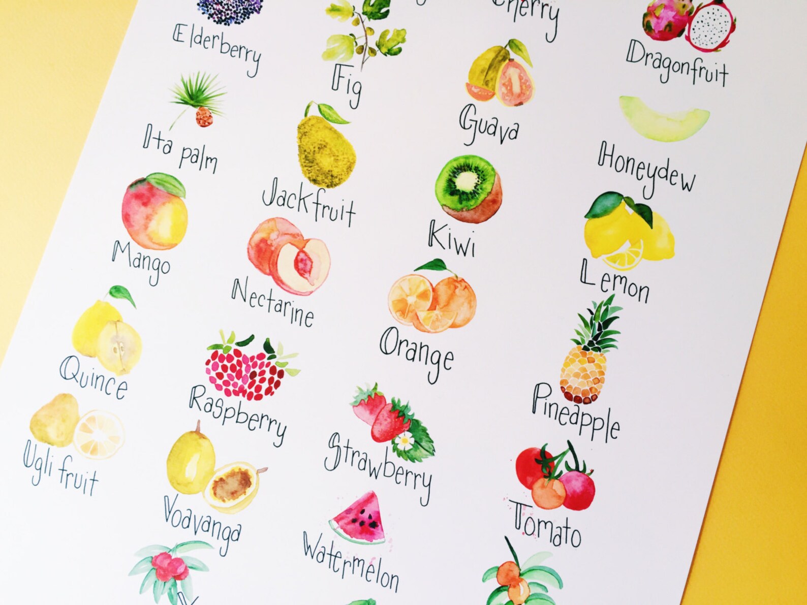 Fruit Abcs Watercolor Illustration Art Print Alphabet Art - Etsy