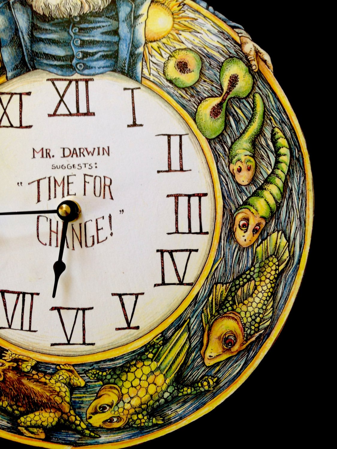 Darwin Clock - " Darwin's Evolving Time" - Time for Change... - Etsy