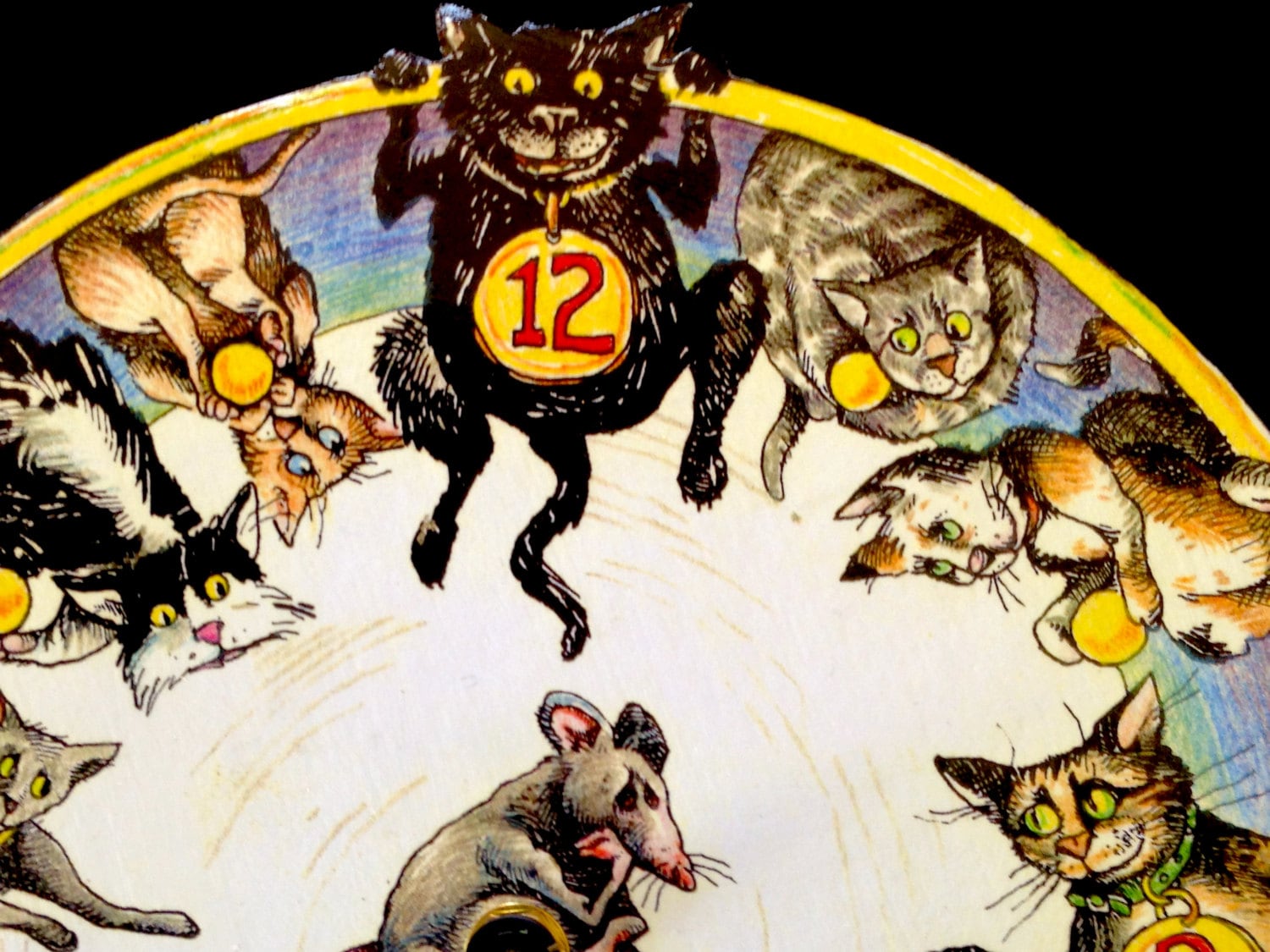 Cats & a Mouse Clock - the Mouse Ran up the Clock - Oh NO! - Etsy
