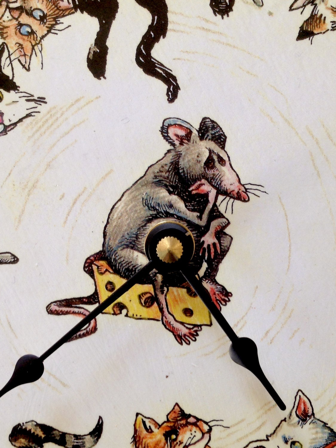 Cats & a Mouse Clock - the Mouse Ran up the Clock - Oh NO! - Etsy